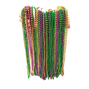 Dondor Metallic Beaded Necklaces, Mardi Gras Necklaces, Festive Necklace Multi Packs (72 Piece Pack)