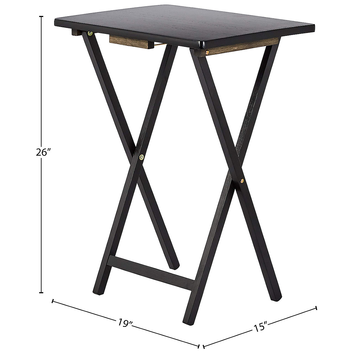 Amazon Basics Classic TV Dinner Folding Trays with Storage Rack - 4-Pack, Black