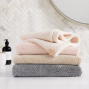 ROLSHOL Extra Large 4 Pack Microfiber Hair Towel Wrap for Women Super Absorbent & Quick Dry Hair Drying Towels with Button, Hair Turbans for Curly Hair Long & Short Hair - Anti-Frizz