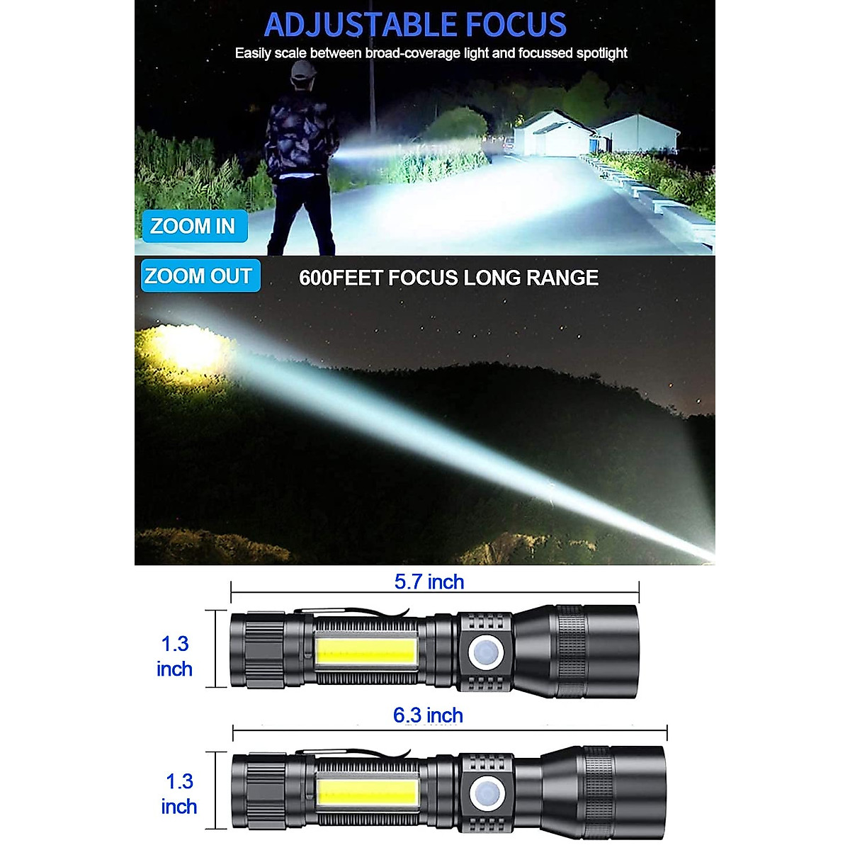 Black Light UV Flashlight Rechargeable, 3in1 Super Bright Tactical Flashlights LED UV Black Light &Redlight, 2000Lumen 7Modes, Zoomable, Waterproof Pocket Flashlight for Pet Stains Detection,Camping