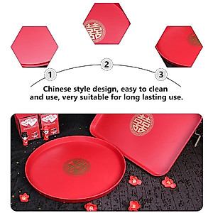 Tofficu 3 Pcs Wedding Tray Cupcake Toppers Red Wedding Plates Decoraciones para Salas De Casa New Year Party Plate Red Candy Serving Tray Food Decor Chic Storage Plate Salad Plate Dessert