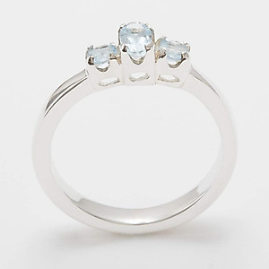 925 Sterling Silver Natural Aquamarine Womens Statement Ring - Size 10.5