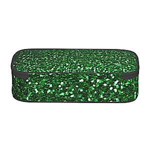 QHWLR Green Sequin Sparkle print Pencil Case Large Capacity Pen Pouch for interlayer Adults Cosmetic Bag Supplies ﻿, Black