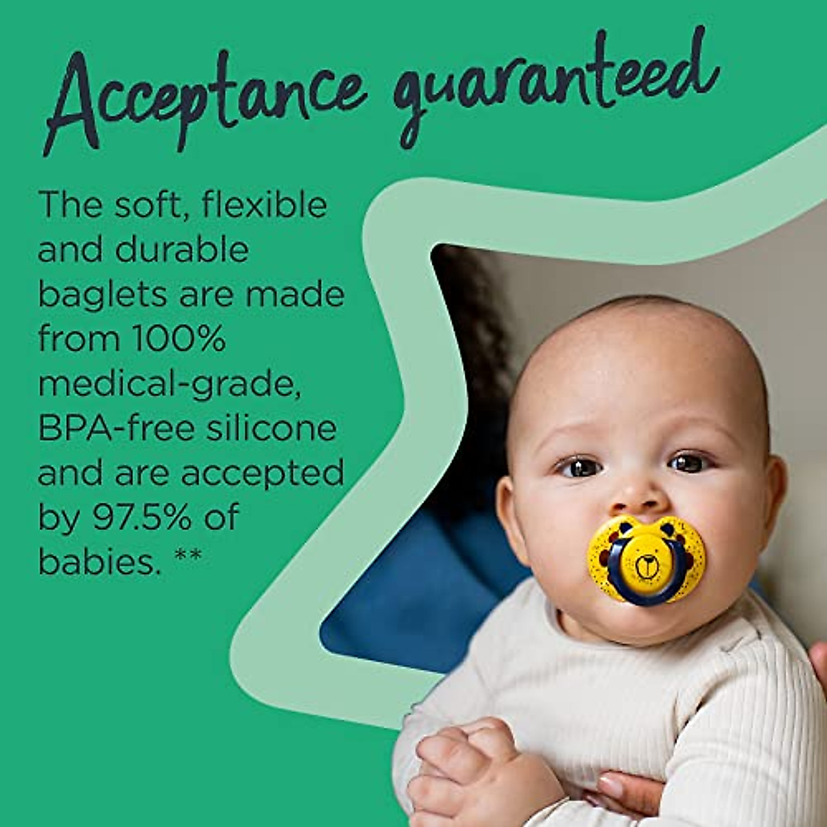 Tommee Tippee Fun Style Pacifiers, Symmetrical Design, BPA-Free Silicone, 18-36m, 6 Count