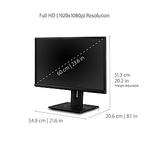 ViewSonic VG2440 24 Inch IPS 1080p Ergonomic Monitor with HDMI, DisplayPort, VGA, USB (Renewed)