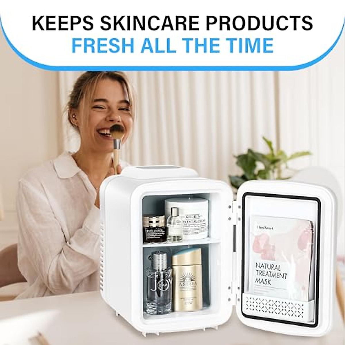 iPower Mini 4L/6 Cans Portable Small Refrigerator Cooler & Warmer Compact Fridge for Bedroom, Dorm, Office, Beverage, White