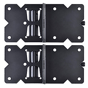 Self Closing Gate Hardware Hinges Heavy Duty for Wooden/Vinyl/PVC Fences,90 Degree Adjustable, with Installation Screws and Swing Adjuster Tool,2 Pack/Set,Black