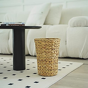 MANTEIV Waste Basket Woven - Water Hyacinth Storage Rustic Boho Decor Basket - Home Office Paper Wastebasket Garbage Container Bin for Living Room Bedroom Bathroom Kitchen Set