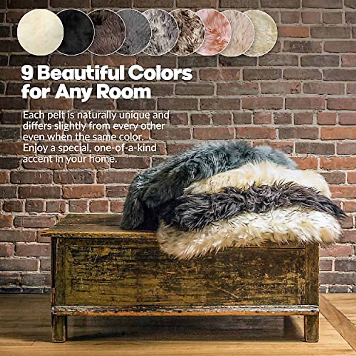 Natural Sheepskin Rug with Thick and Lush 2.5 Inch Pile | Hypoallergenic Sheep Fur Rug with Anti-Skid Back l Sheepskin Wool Area Rugs, Natural, 2 ft x 3 ft