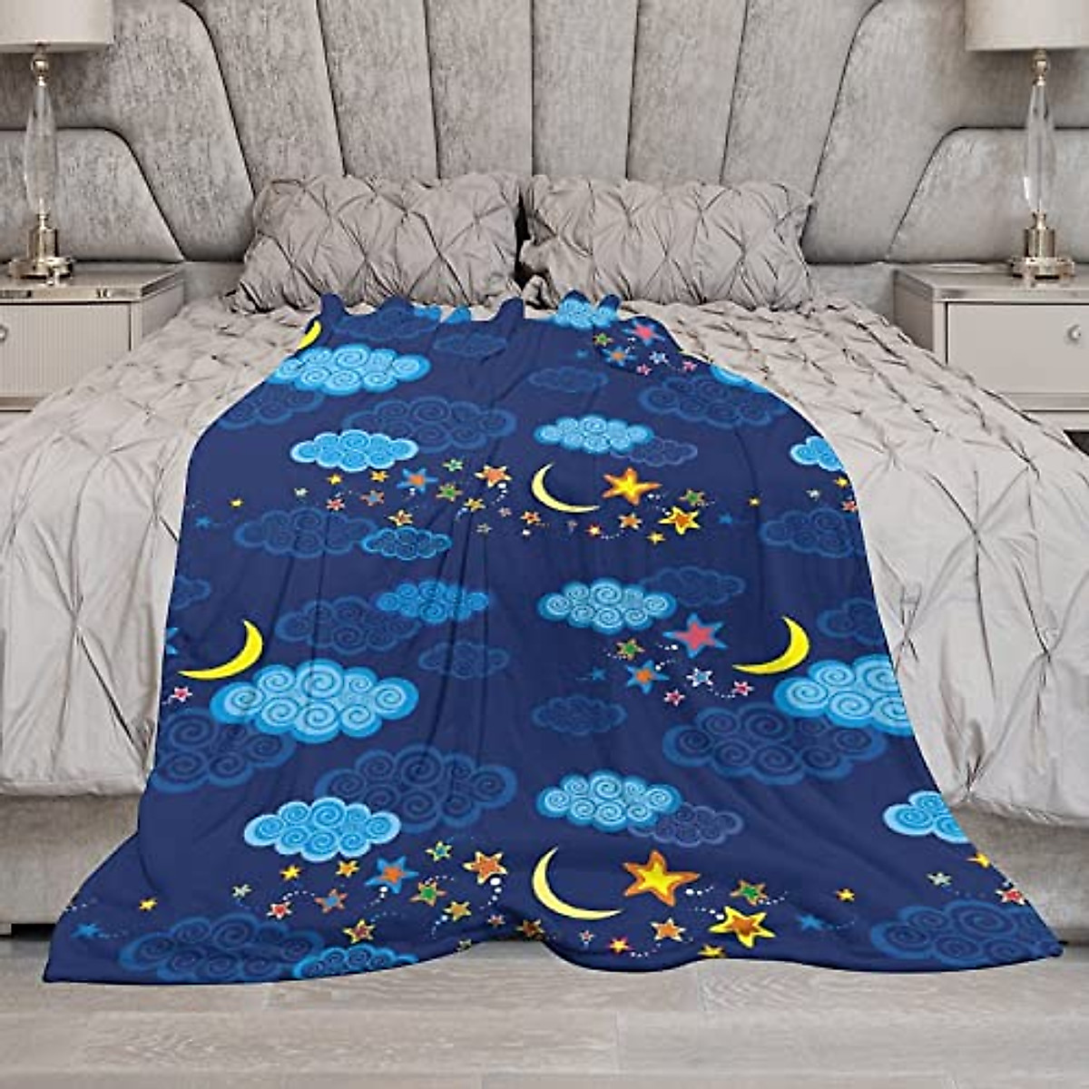 Night Sky Background Throw Blanket for Couch Bed Flannel Lap Blanket Lightweight Cozy Plush Blanket for All Seasons 40"x60"