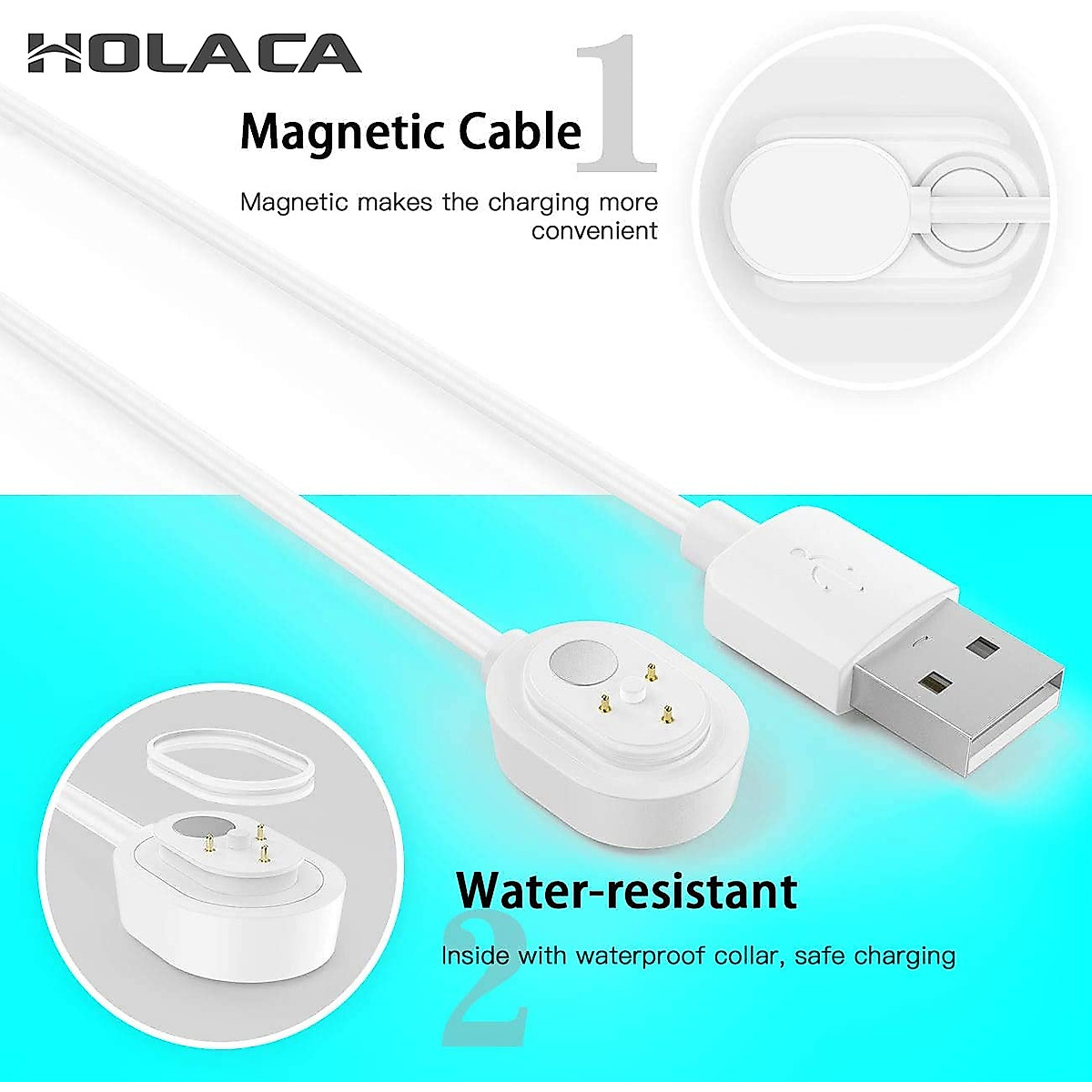 HOLACA 30ft/9m Power Cable and Adapter for Arlo Pro 3/5S Floodlight Camera,Weatherproof Outdoor or Indoor Magnetic Cable Continuously Charging Your Arlo Camera - White