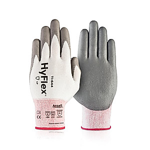 Ansell HyFlex 11-644 Mechanical Protection Cut-Resistant Industrial Gloves, Large, White & Grey (144 Pairs)