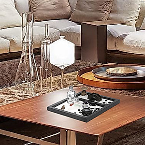 Joyeee Japanese Zen Garden for Desk with Chakra Stones, Desktop Sandbox Zen Tray Meditation Sand Garden for Peace, Holistic Healing, Zen, Deep Relaxation and Mindfulness #1