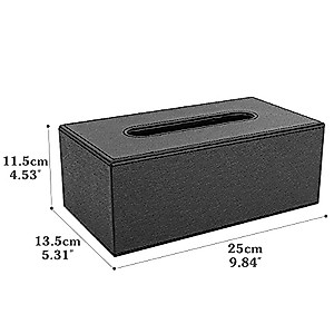 Luxspire Rectangular PU Leather Tissue Box Cover Holder, Facial Tissue Box Cover Toilet Paper Box Case Napkin Dispenser for Countertop Bedroom Car Office Bathroom Home Deco Accessories, Black