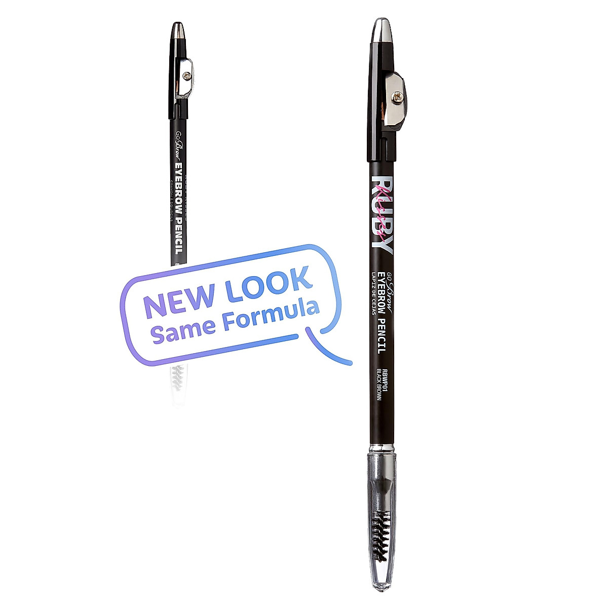 Ruby Kisses GoBrow Eyebrow Pencil, Sharpenable, Longwear, Long Lasting Eyebrow Wooden Pencil for Natural-Looking Brows 3 PACK (Black Brown)