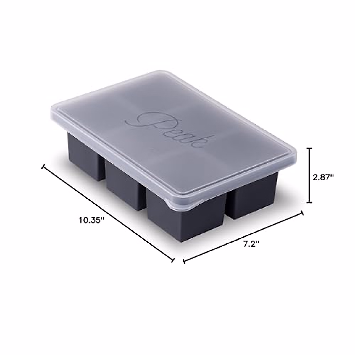 W&P Cup Cubes Silicone Freezer Tray with Lid, Charcoal, Makes 6 Perfect 1-Cup Portions, Freeze & Store Soup, Broth, Sauce, Leftovers, Dishwasher Safe