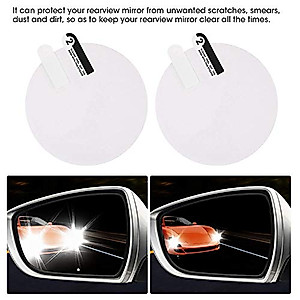 Acouto Car Rearview Mirror Film 80mm Transparent Car Rear View Mirror Anti Fog Rainproof Waterproof HD Clear PET Protective Film Sticker 2pcs Rounded