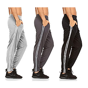 DARESAY 3 Pack: Men’s Athletic Pants with Pockets, Mens Sweatpants, Workout Pants for Men with Pockets (Up to 3XL)