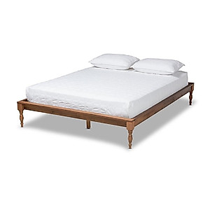 Baxton Studio Romy Vintage French Inspired Ash Wanut Finished King Size Wood Bed Frame