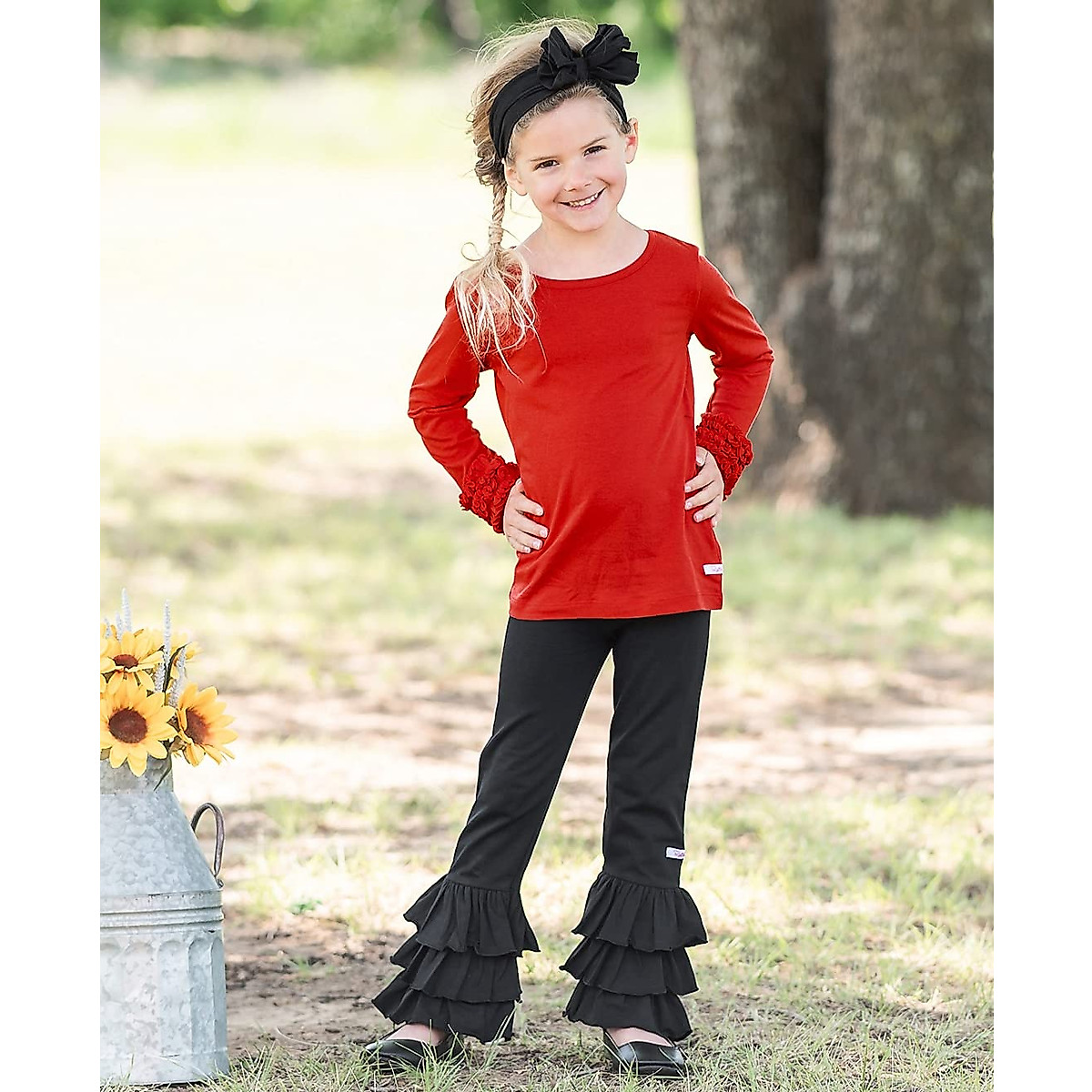 Black Ruffle Pants - 6-12m