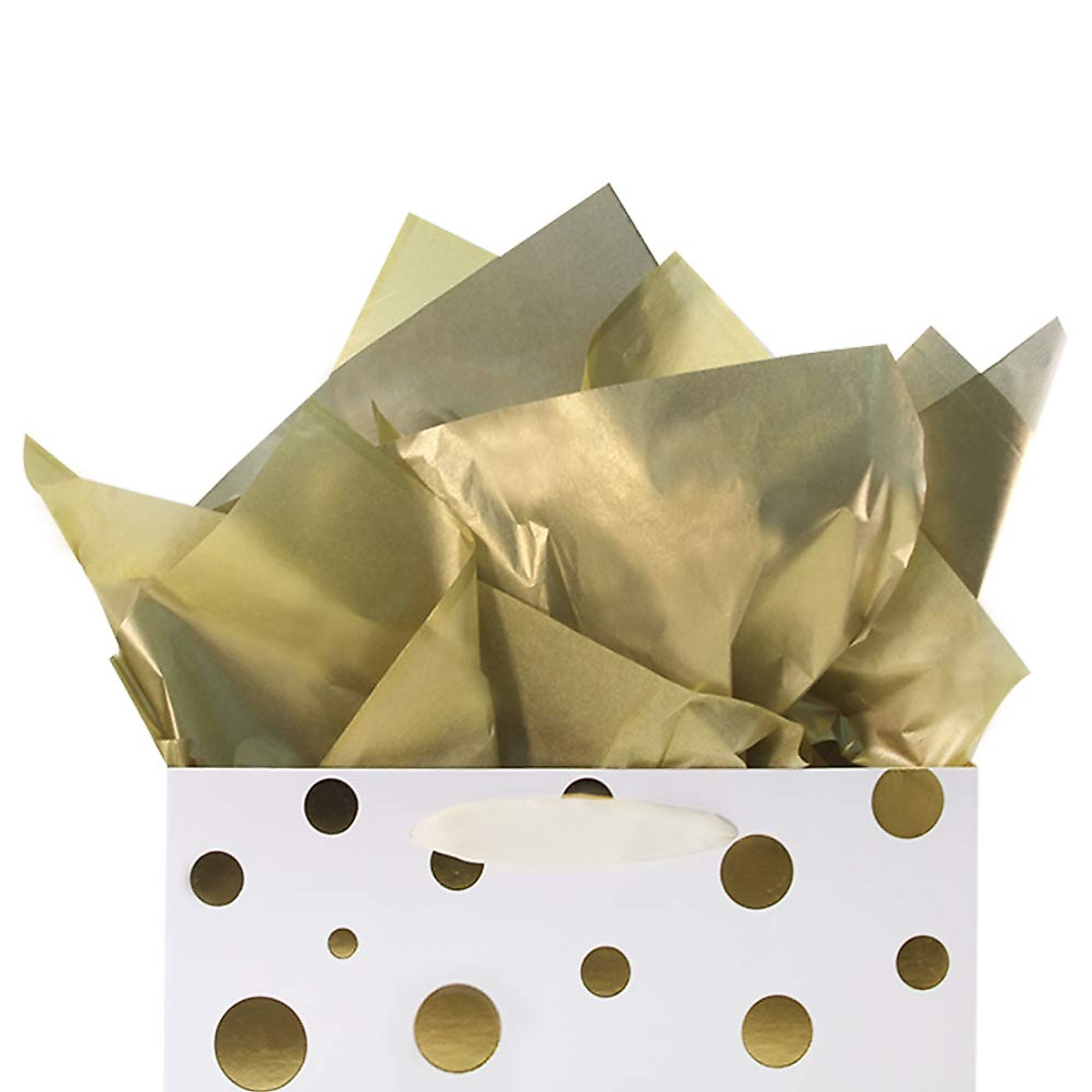 UNIQOOO 60 Sheets Metallic Gold Foil Gift Tissue Paper Bulk, Large 20X26 Inch, Recyclable Durable For Gift Bags Box Gift Wrapping DIY Craft, Wedding Birthday Party Favor Decor, Shredded Filler, Pinata