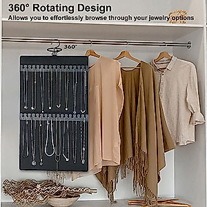 KMEOSCH Jewelry Holder Organizer, Hanging Jewelry Organizer Dual-Sided Earring Organizer Display for 300 Pairs of Earrings and Necklace Holder for 30 Necklaces-Black Jewelry Storage Organizer