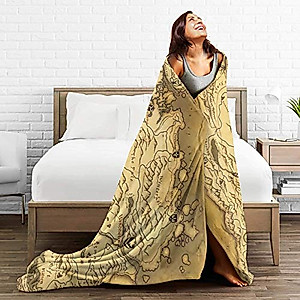 Makegeld Skyrim Worn Parchment Map Ultra-Soft Micro Fleece Blanket 60"" x50