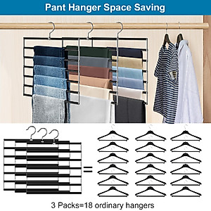 3 Pack Portable Foldable Pants Hangers Space Saving Travel Hangers, Multiple Metal Legging Clothes Hangers Folding Hangers for Pants Leggings Travel Accessories Cruises Ship Essentials, Black