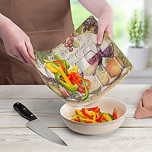 Cut N' Funnel Wine Country/Orange Designer Flexible Plastic Cutting Board Mat with Coordinating Solid Flex Mat 15" x 11.5", Made in the USA, Decorative, Flexible, Easy to Clean