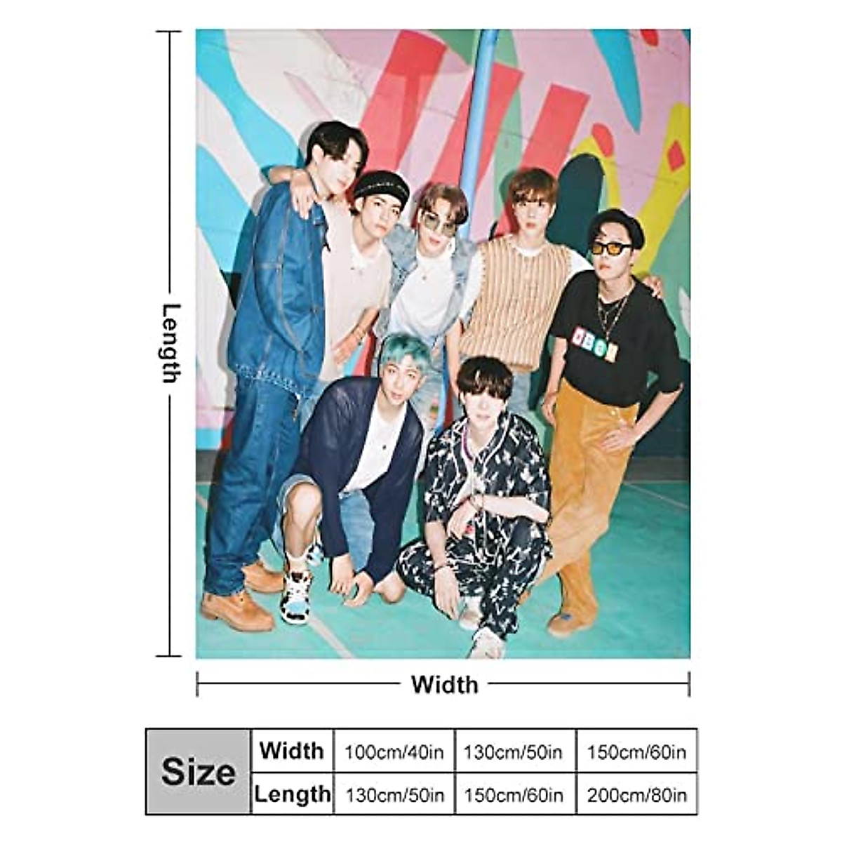 Kpop Throws Flannel Blankets for Girls Women Gifts Ultra-Soft Fleece Blanket Comfy Warmer Decor Bedding Couch Sofa Camp Blankets for Kids Adults Korean Fans(A) 40X50 Inch