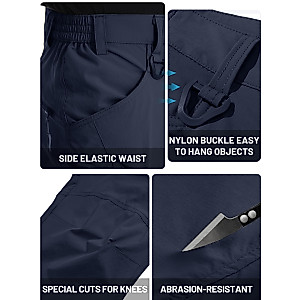 TACVASEN Men's Tactical Stretch Pants Quick-Dry Fishing Travel Hiking Pants Navy, 40