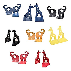 SZYAWsd File Sorters L43D Ceative Animal Bookends Pack of 2 Metal Book Stand Vividly Cute Giraffe Elephant Outlook Design Decor Metal Bookends