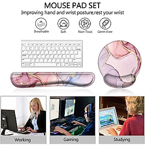 Keyboard Wrist Rest and Mouse Pad with Wrist Support, Ergonomic Memory Foam Mouse Pad for Gaming and Office, Pain Relief Mouse Pad and Wrist Support Set