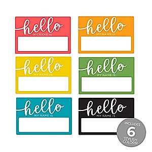 Hello My Name is Bright Stickers / 250 Trendy Name Tags / 6 Colorful Name Labels / 2" x 3" My Name is Classroom Camp Event Stickers/Made in The USA
