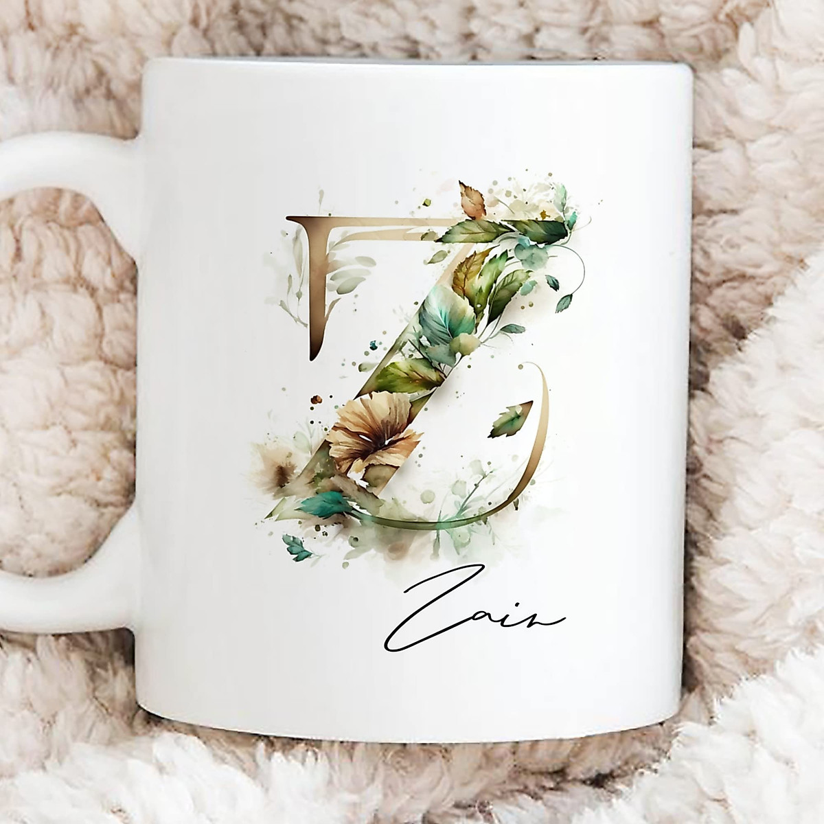 Gossby Personalized Custom Mug (Z) Personalized Alphabet Customized Coffee Mug Cup Gift for Girlfriend/Wife/Mom/Sister, Personalized White Ceramic Mug 11oz 15oz Gifts for Special Day