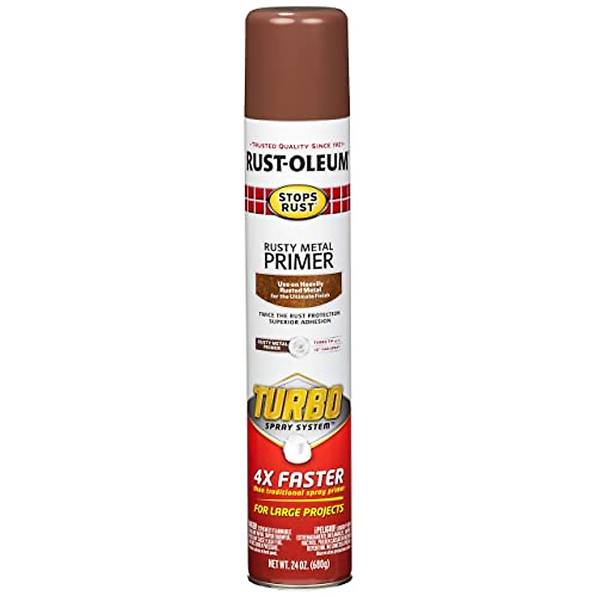 Rust-Oleum 353346 Stops Rust Turbo Rusty Metal Primer Spray, 24 oz, Flat Red, 1 Count (Pack of 1)
