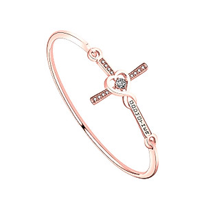 WUSUANED Infinity Love Heart Cross Bracelet Godmother Jewelry For Godmothers Baptism Gift For Godmother (Godmother rose gold)
