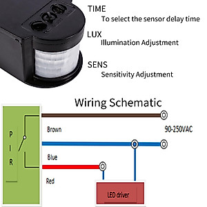 LED Security Light, Motion Sensor LED Outdoor 90~250V 180 Degree Security Infrared PIR Motion Sensor Detector Wall Light Switch