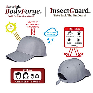$averPak InsectGuard BodyForge Mosquitoes Flies Ticks Insect Repellent Mens Womens Hiking Camping and Hunting Baseball Caps (Khaki)