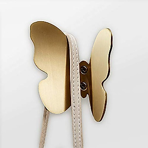 Pearlead 2Pcs Creative Wall Mounted Butterfly Brass Coat Hooks Hanging Hooks Clothes Hanger Hooks for Bedroom, Bathroom, Office, Closet, Wardrobe and Cupboard Decoration