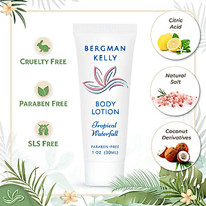 BERGMAN KELLY - Travel Size Lotion - 1 fl oz, 100 PK, Tropical Waterfall - Delight Your Guests w/Invigorating & Refreshing Body Lotion - Quality Mini & Small Size Guest Hotel Toiletries in Bulk