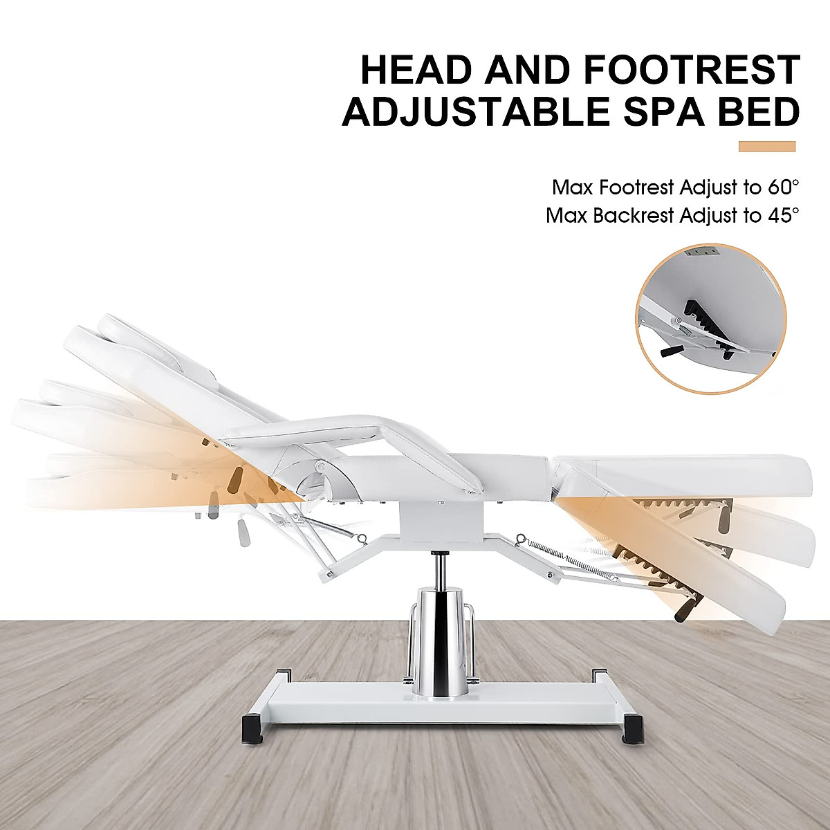 Artist hand Hydraulic Facial Table Tattoo Chair Massage Bed Adjustable Professional for Esthetician Beauty Spa Lash Bed for Eyelash Extensions Salon Equipment Barber Chair Salon Chair (White)