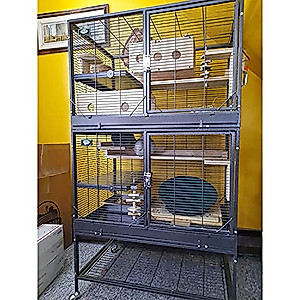Durable All-Metal Mansion Cage for Chinchillas, Rats, Ferrets, Degus, Prairie Dogs (4-Level)