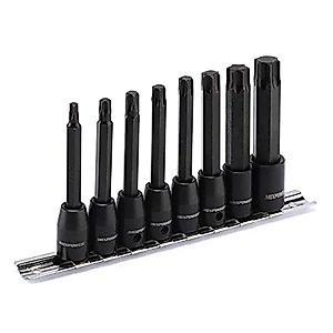 MIXPOWER Extra Long Torx Bit Socket Set, 3.5-inch Length, Torx Bit in 3/8" Drive T30 - T70, 8 Pieces Set