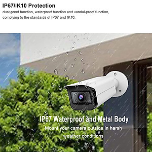 Starlight 8MP Poe Camera, 5X Optical Zoom with 196ft Night Vision, Audio Alarm in/Out Ports for Two-Way Audio Instant Alarm, SD Card Slot,WDR,IP67, 4K Security IP Camera(NO Logo)