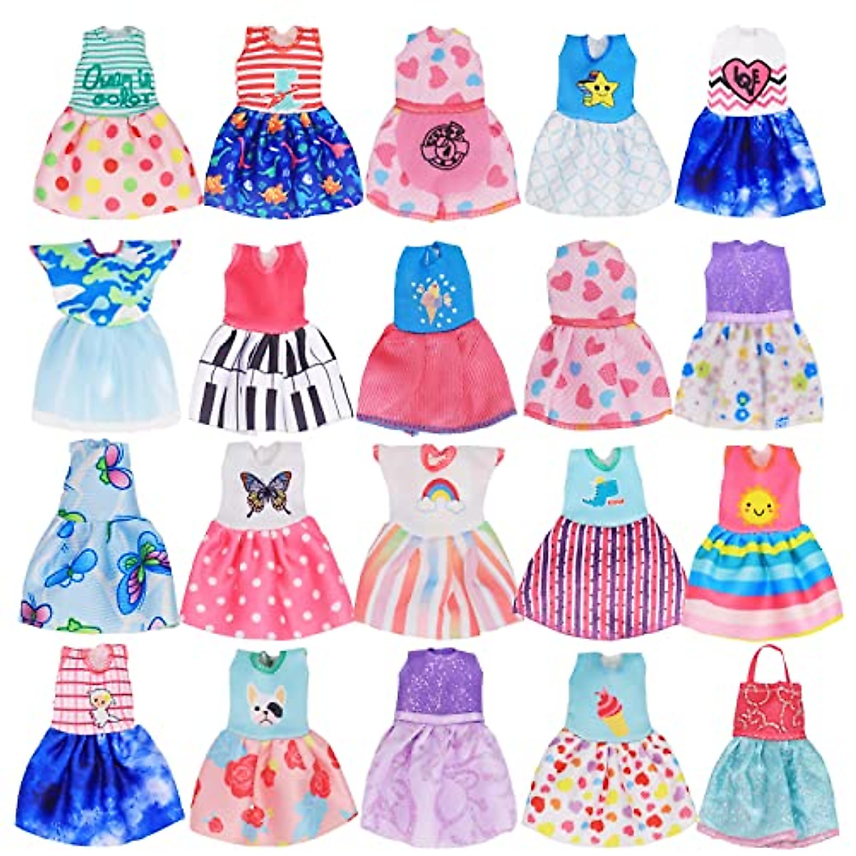 Lembani 20 Sets 6 inch Chelsea Girl Doll Clothes Set. Coloful 20 Dresses Clothes and Accessories Kids Birthday Gift for 3 to 7 Year Olds