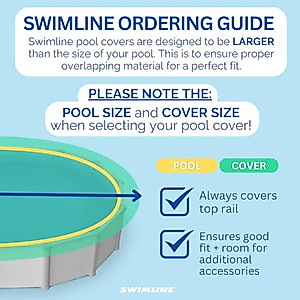 SWIMLINE HYDROTOOLS Ripstopper Heavy Duty Pool Cover For Above Ground Swimming Pools |32 FT Cover | Green / Black | Winch & Cable Included | UV Protected For 28 FT Round Pools | RIG28
