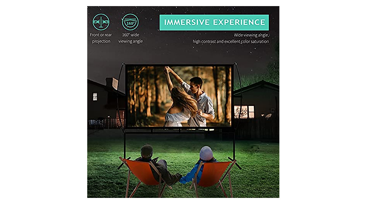 150 Inch Outdoor Projector Screen with Stand - Foldable 4K HD