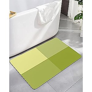 Ombre Green Bath Mat for Tub,Non Slip Bathroom Floor Runner Rug Quick Dry & Absorbent Diatomaceous Earth Kitchen Room Shower Sink Washable Doormat,Modern Abstract Minimalistic Geometric Plaid 16"x24"