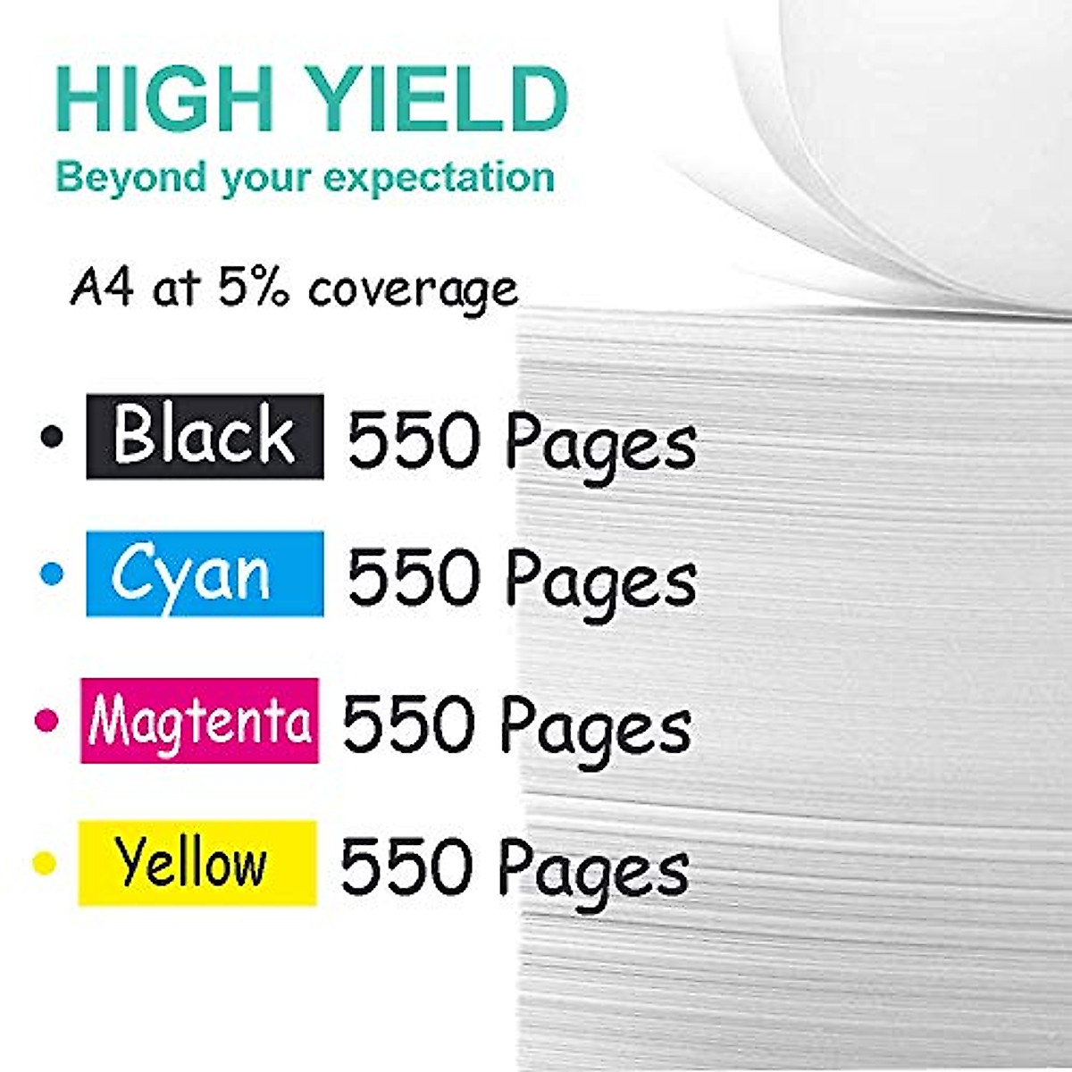Tyjtyrjty 5 PK Compatible Ink Cartridges for Brother LC203 LC-203 for Multifunction Printers MFC-J4320DW, MFC-J4420DW, MFC-J4620DW, MFC-J5620DW, MFC-J5720DW(2 Black, 1 Yellow, 1 Magenta, 1 Cyan,5PK)